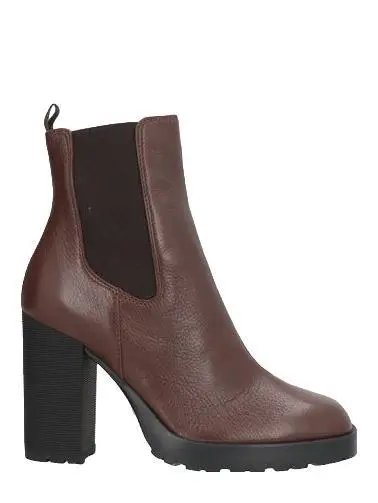 Hogan Ankle Boots In Leather And Textile Fibers - Brown