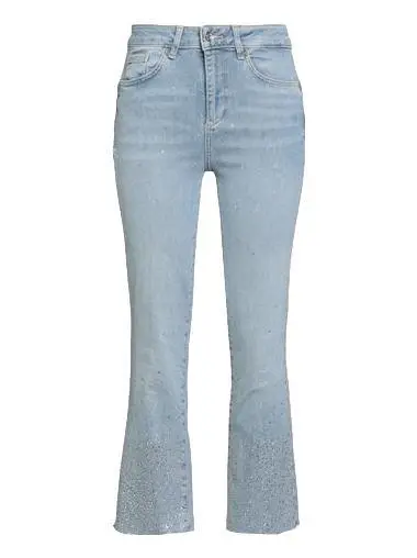 LIU •JO Boot-cut Jeans With Appliqués And Crystals - Blue