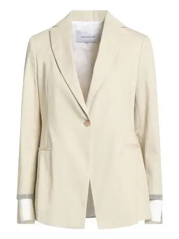 Fabiana Filippi Single-breasted Twill Blazer With Appliqués And Knitted Trims - Beige