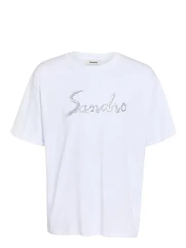 Sandro T-shirt Size Cotton, Elastane - White