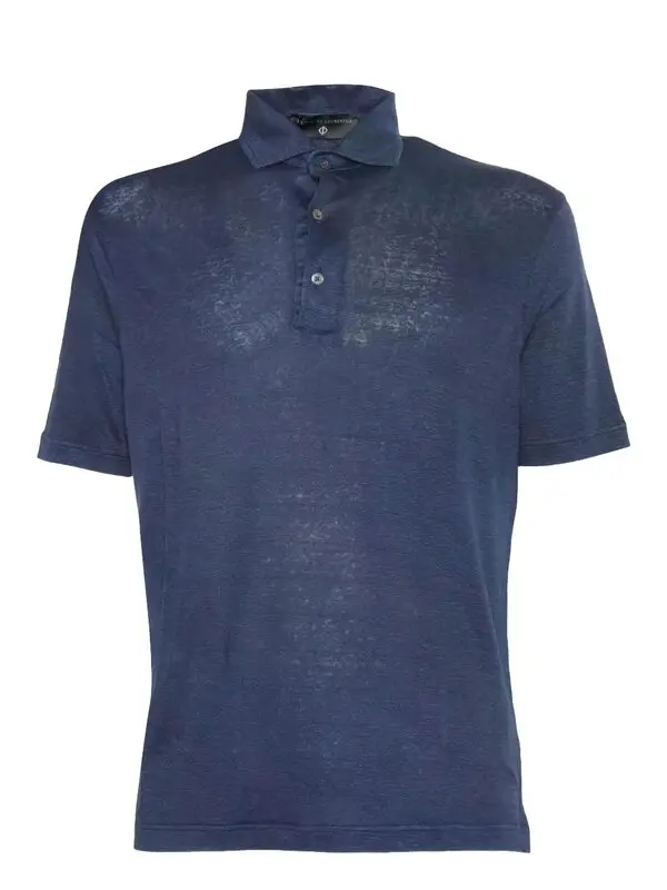 FILIPPO DE LAURENTIIS Linen Polo Shirt - Blue