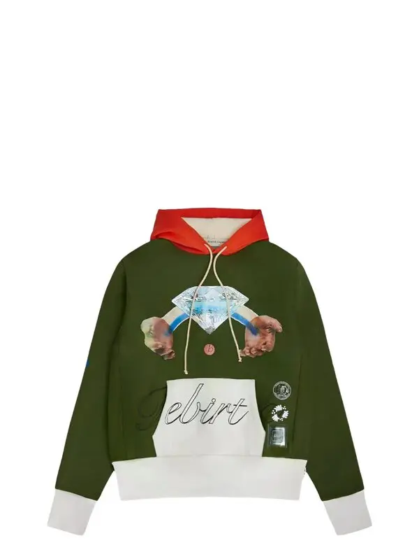 ADVISORY BOARD CRYSTALS Birthstone April Olive Hoodie - Green