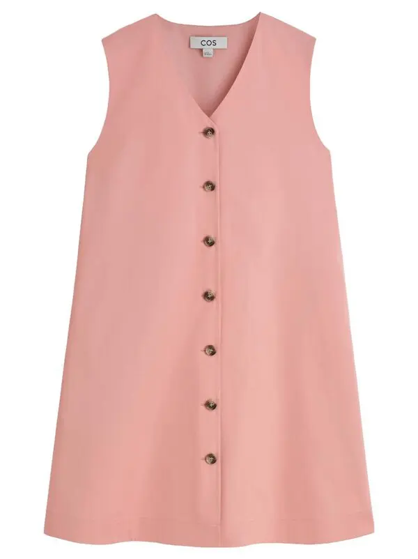 Cos Buttoned Pima Cotton Mini Dress - Pink