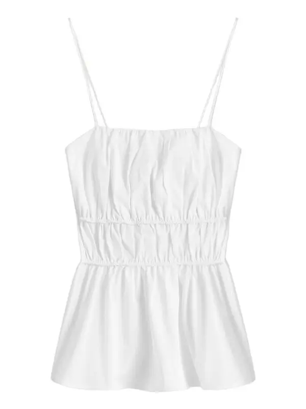 Cos Gathered Pima Cotton Peplum Top - White