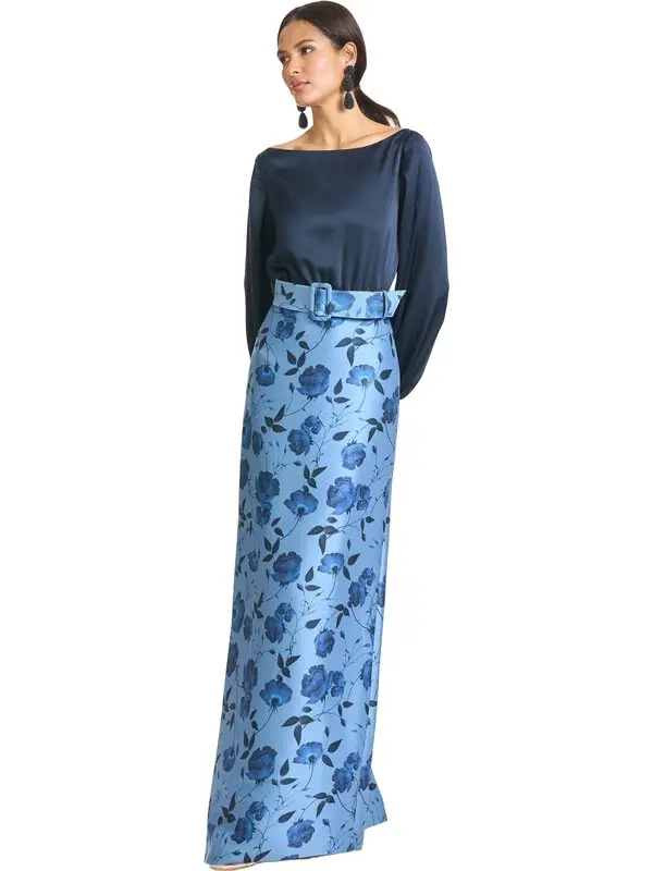 Sachin & Babi Astor Floral Gown - Wild Steel Roses