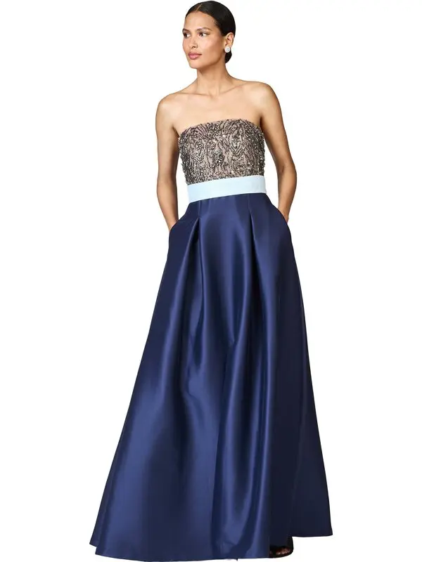 Sachin & Babi Colette Gown - Silver/night Sky