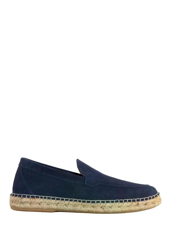 ABARCA Suede Raffia-trimmed Loafers - Blue