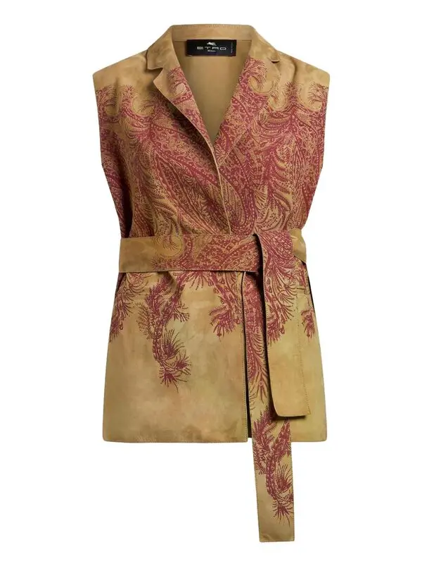 Etro Paisley-print Suede Waistcoat - Neutrals