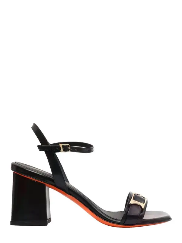 Santoni Buckle-detail Block-heel Sandals - Black