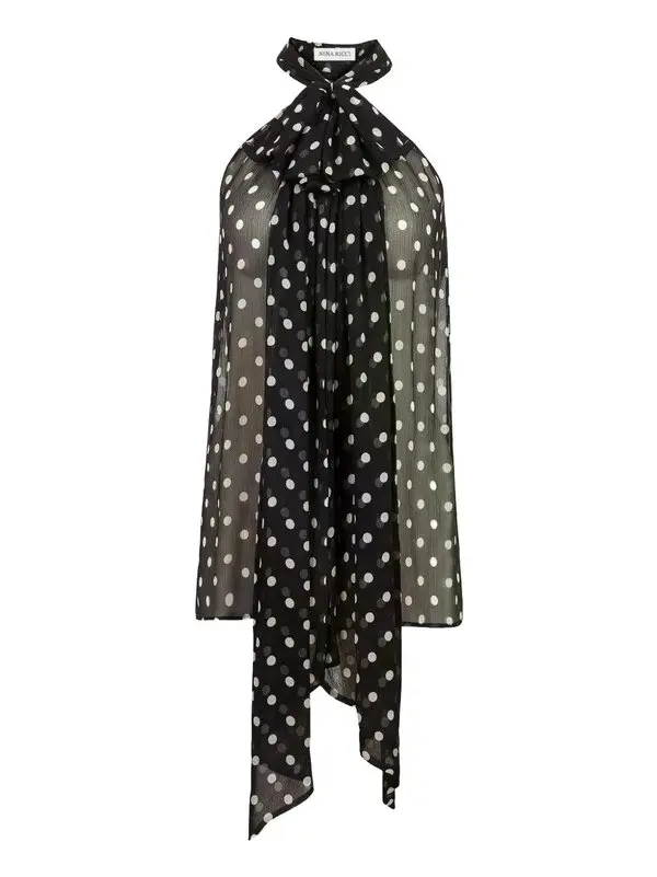 Nina Ricci Halterneck Polka-dot Top - Black