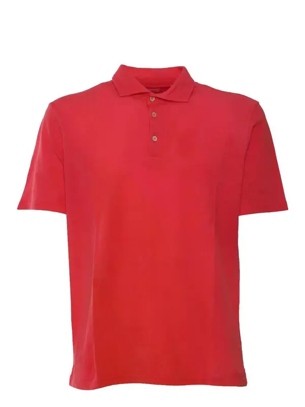Fedeli Short-sleeve Knitted Polo Shirt - Red