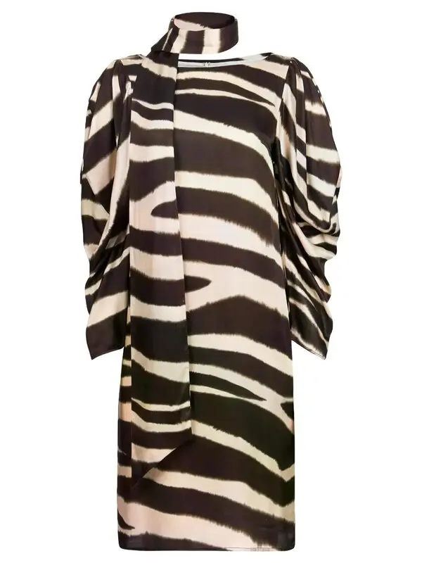 Nina Ricci Zebra-print Midi Dress - Brown