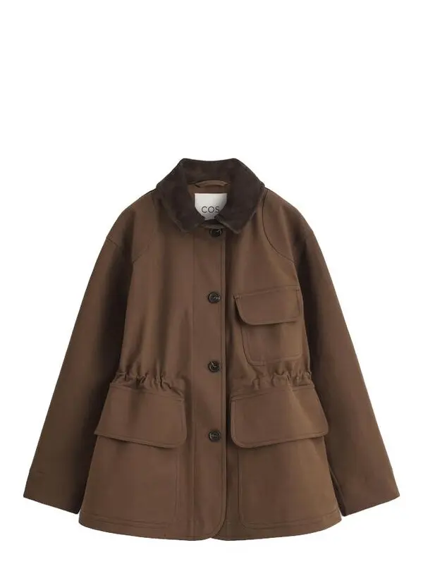 Cos Suede-collar Field Jacket - Brown