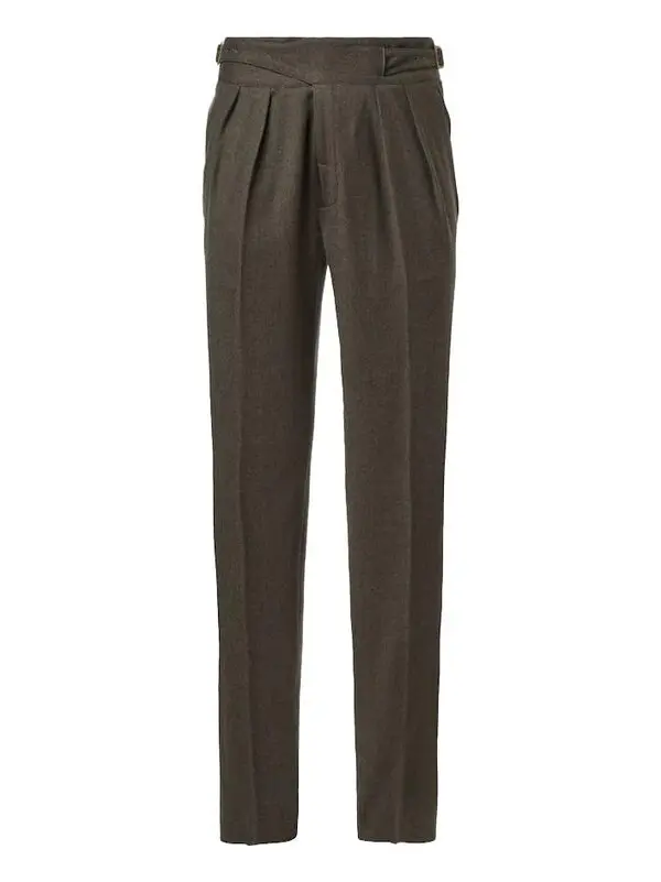 Rubinacci Manny Wool Flannel Tapered Trousers - Green