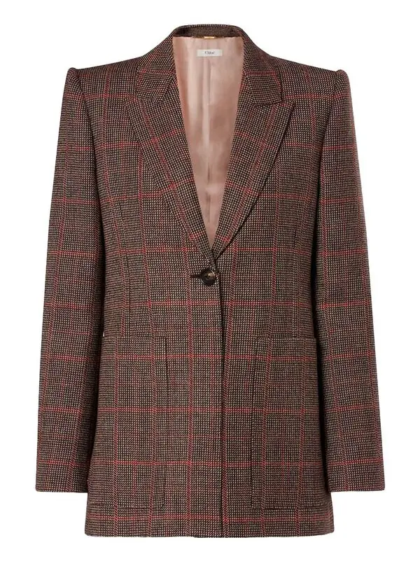 Chloé Checked Virgin Wool Blazer - Brown