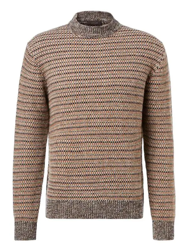 SLOWEAR Virgin Wool Striped Sweater - Beige