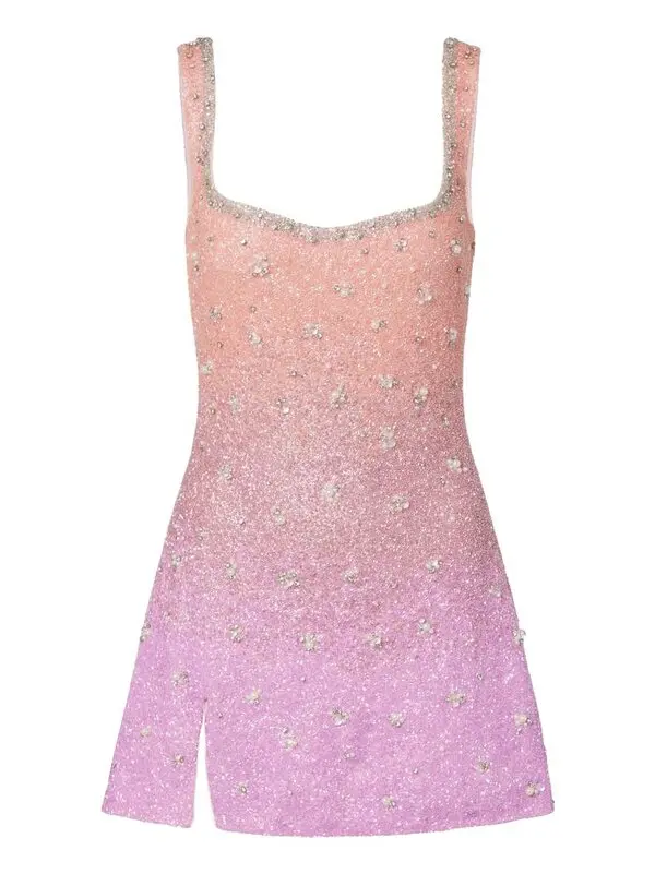 CLIO PEPPIATT Crystal Beaded Mini Dress - Pink