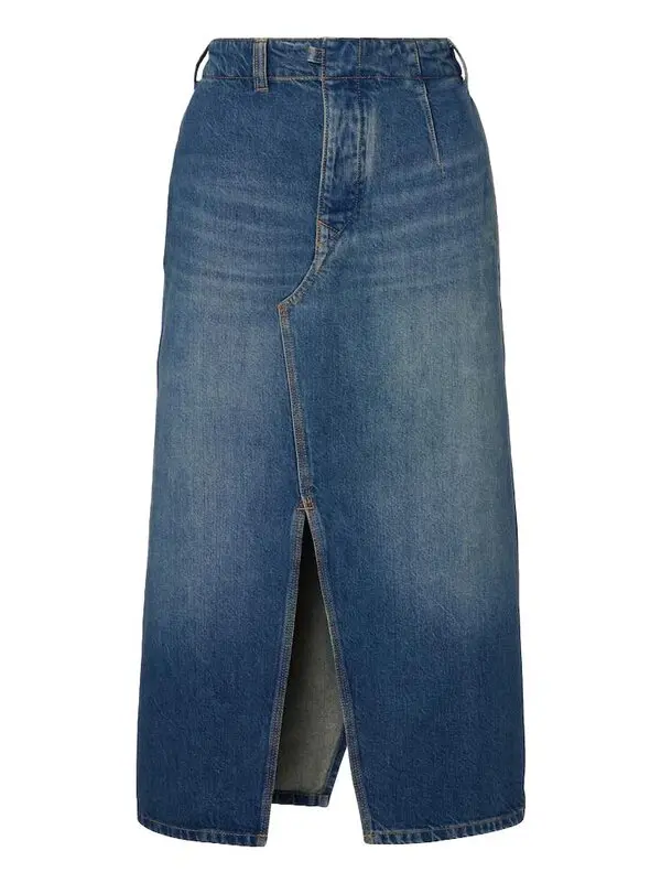 Victoria Beckham Asymmetric Denim Midi Skirt - Blue