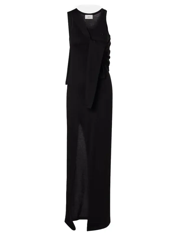 Coperni Layered Cotton-blend Jersey Maxi Dress - Black