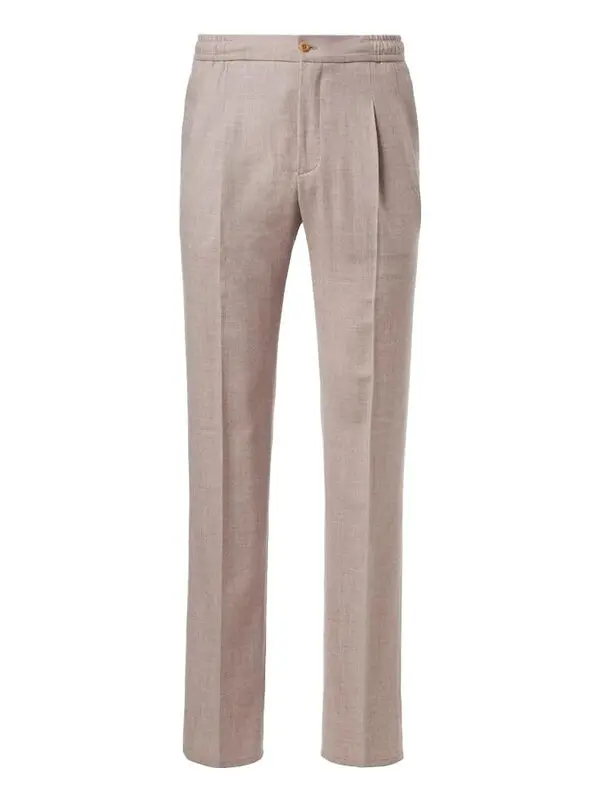 Rubinacci Virgin Wool Tapered Trousers - Beige