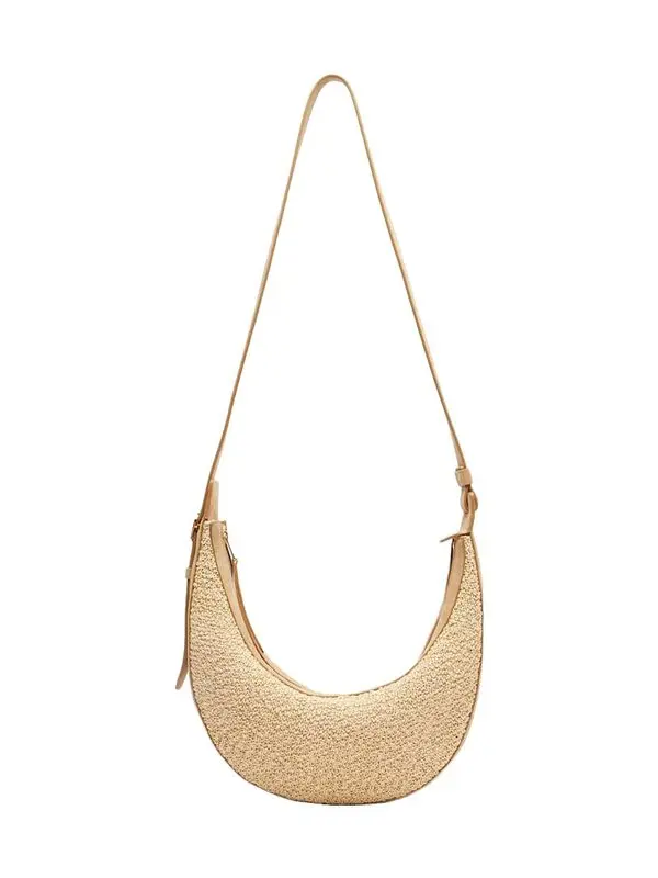 Khaite Augustina Small Raffia And Suede Crossbody Bag - Beige