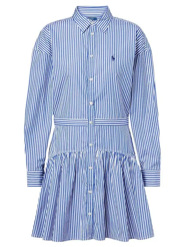 Polo Ralph Lauren Striped Cotton Shirt Dress - Blue