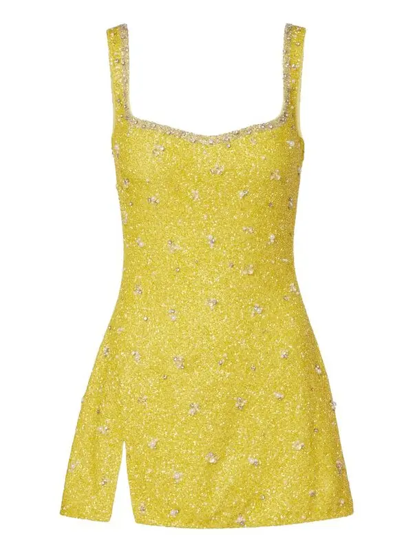 CLIO PEPPIATT Crystal-embellished Mini Dress - Yellow