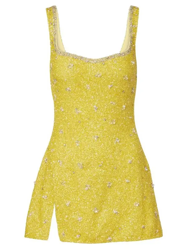 CLIO PEPPIATT Crystal-embellished Mini Dress - Yellow