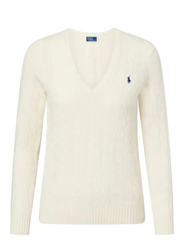 Polo Ralph Lauren Kimberly Wool And Cashmere V-neck Sweater - White