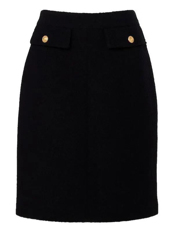 Chloé Wool-blend Bouclé Midi Skirt - Black