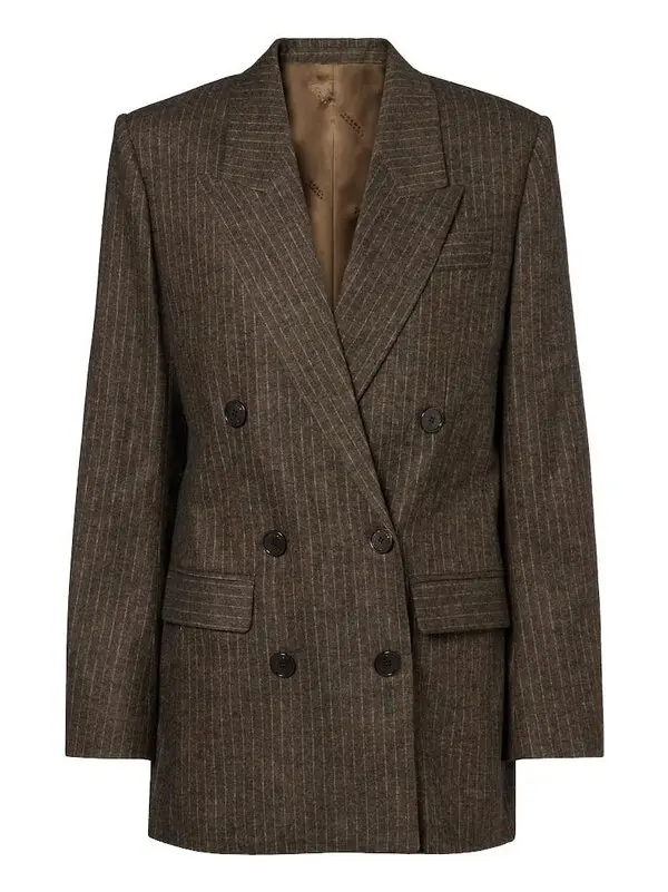 Isabel Marant Jevima Chalk Stripe Suit Jacket - Brown