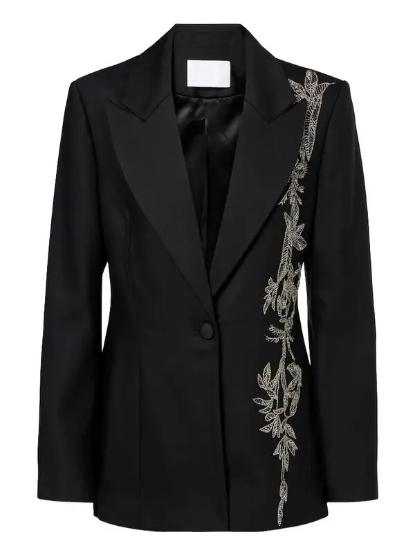 Costarellos Lesia Embellished Wool-blend Blazer - Black