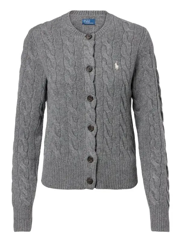 Polo Ralph Lauren Cable-knit Wool And Cashmere Cardigan - Grey