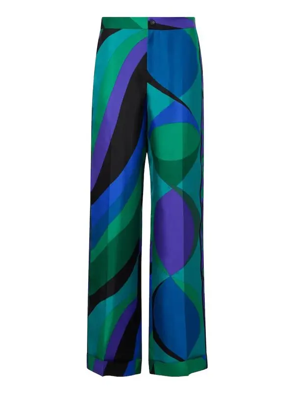 Emilio Pucci Printed Wide-leg Silk Pants - Multicoloured