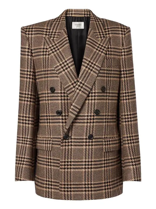 Saint Laurent Double-breasted Silk And Cashmere Blazer - Beige
