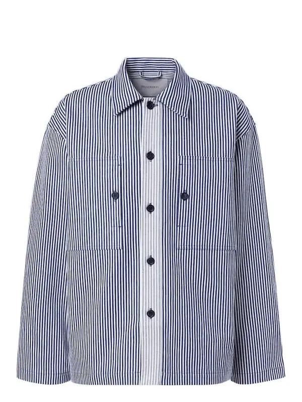 JW Anderson Striped Cotton Overshirt - White
