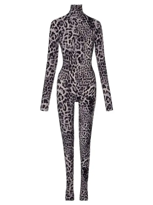 Norma Kamali Leopard-print Jersey Catsuit - Multicoloured