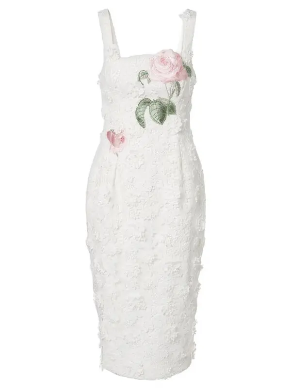LEO LIN Larissa Floral Lace Midi Dress - White
