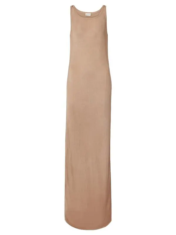 Saint Laurent Ribbed-knit Maxi Dress - Beige