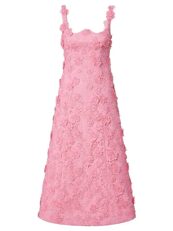 LEO LIN Odette Floral Lace Midi Dress - Pink