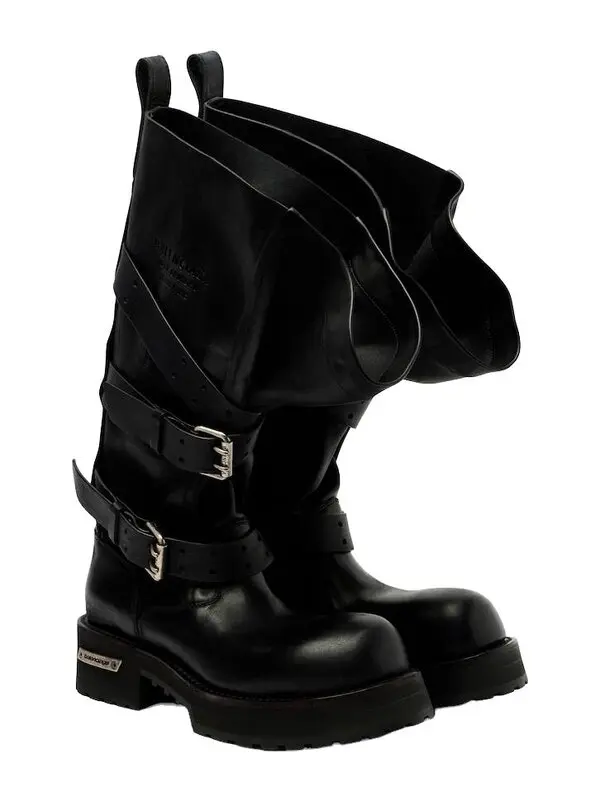 Balenciaga Venom Leather Combat Boots - Black
