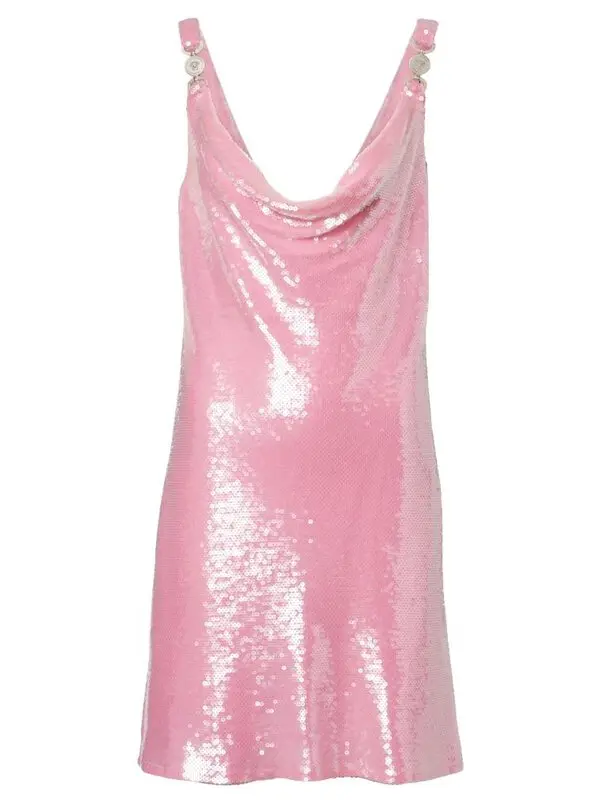 Versace Medusa '95 Sequin Silk Slip Dress - Pink