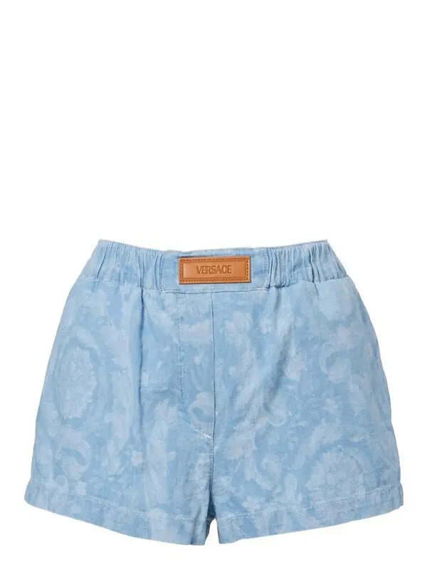 Versace Barocco Denim Chambray Shorts - Blue