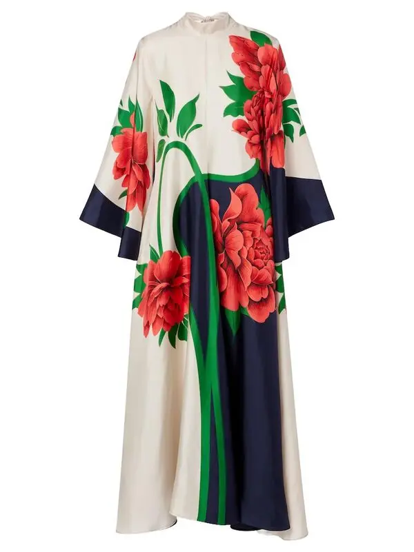 La DoubleJ Magnifico" Floral Silk Maxi Dress - Multicoloured