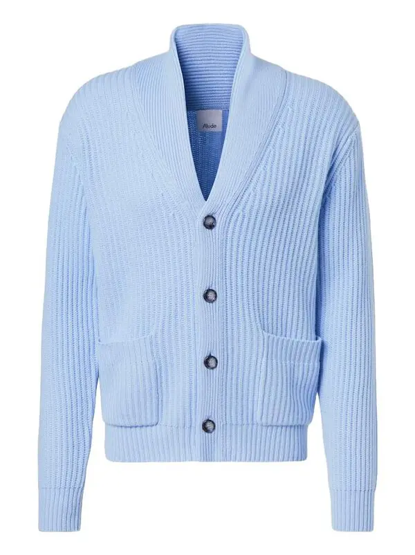 ALLUDE Ribbed-knit Wool And Cashmere Cardigan - Blue