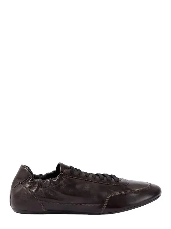 Prada Collapse Leather Sneakers - Brown