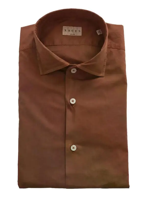 XACUS Button-down Cotton Shirt - Brown