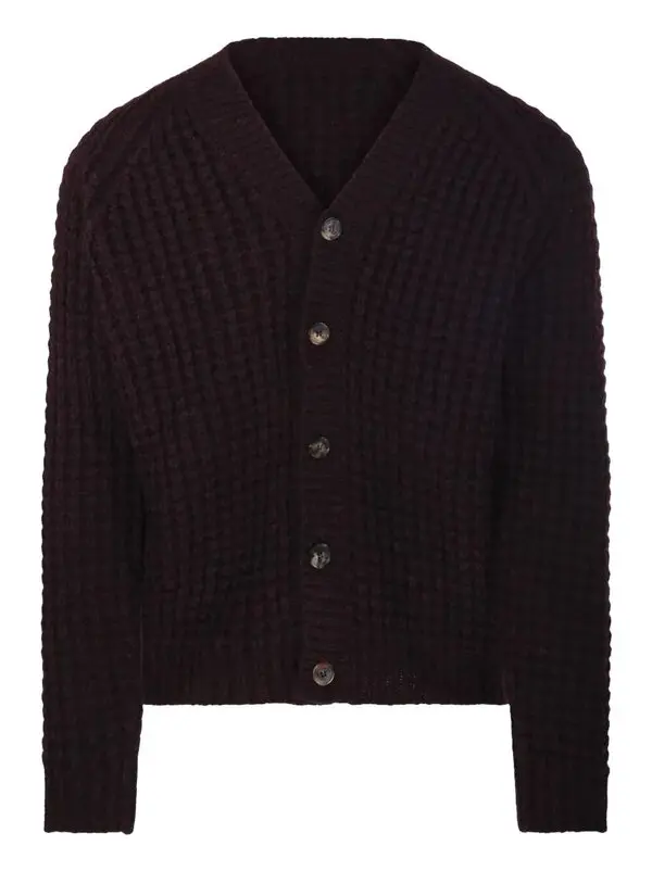 ROBERTO COLLINA Ribbed Knit V-neck Cardigan - Red