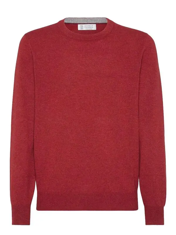 Brunello Cucinelli Crew Neck Cashmere Sweater - Red
