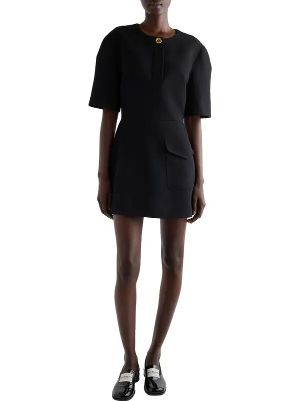 Givenchy Cocoon Wool Grain De Poudre Minidress - Black